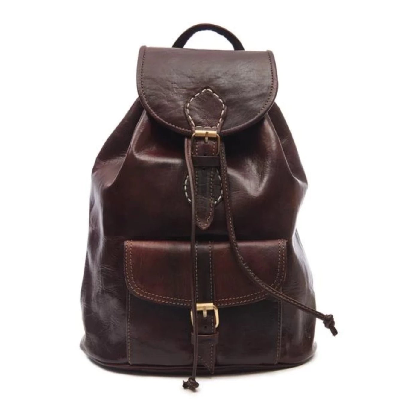 Drawstring Leather Backpack Dark Brown Sac A Dos | Handmade